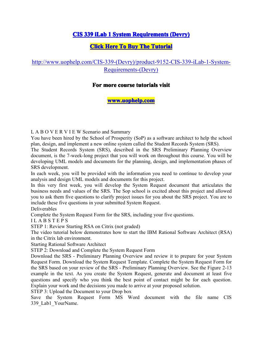 CIS 339 iLab 1 System Requirements by F58CC887C6F - Flipsnack