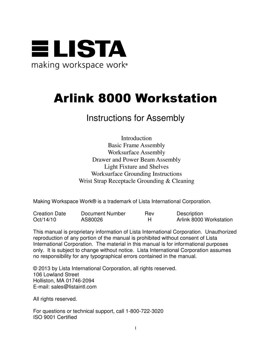 Arlink® 8000 Workstation Assembly Instructions | LISTA by Smart Storage ...