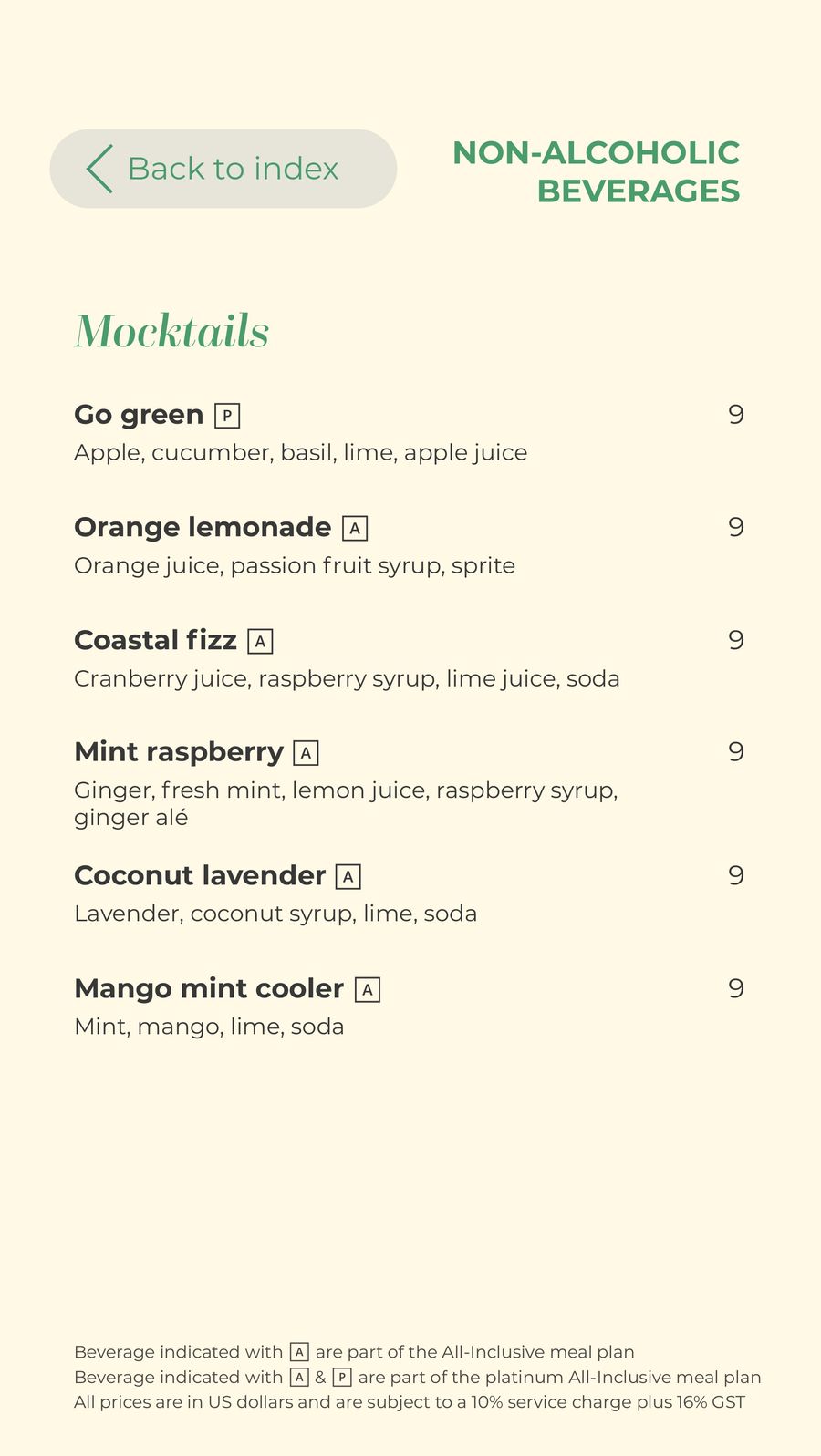 Beach Menu Non Alcoholic Beverages by Mövenpick - Flipsnack