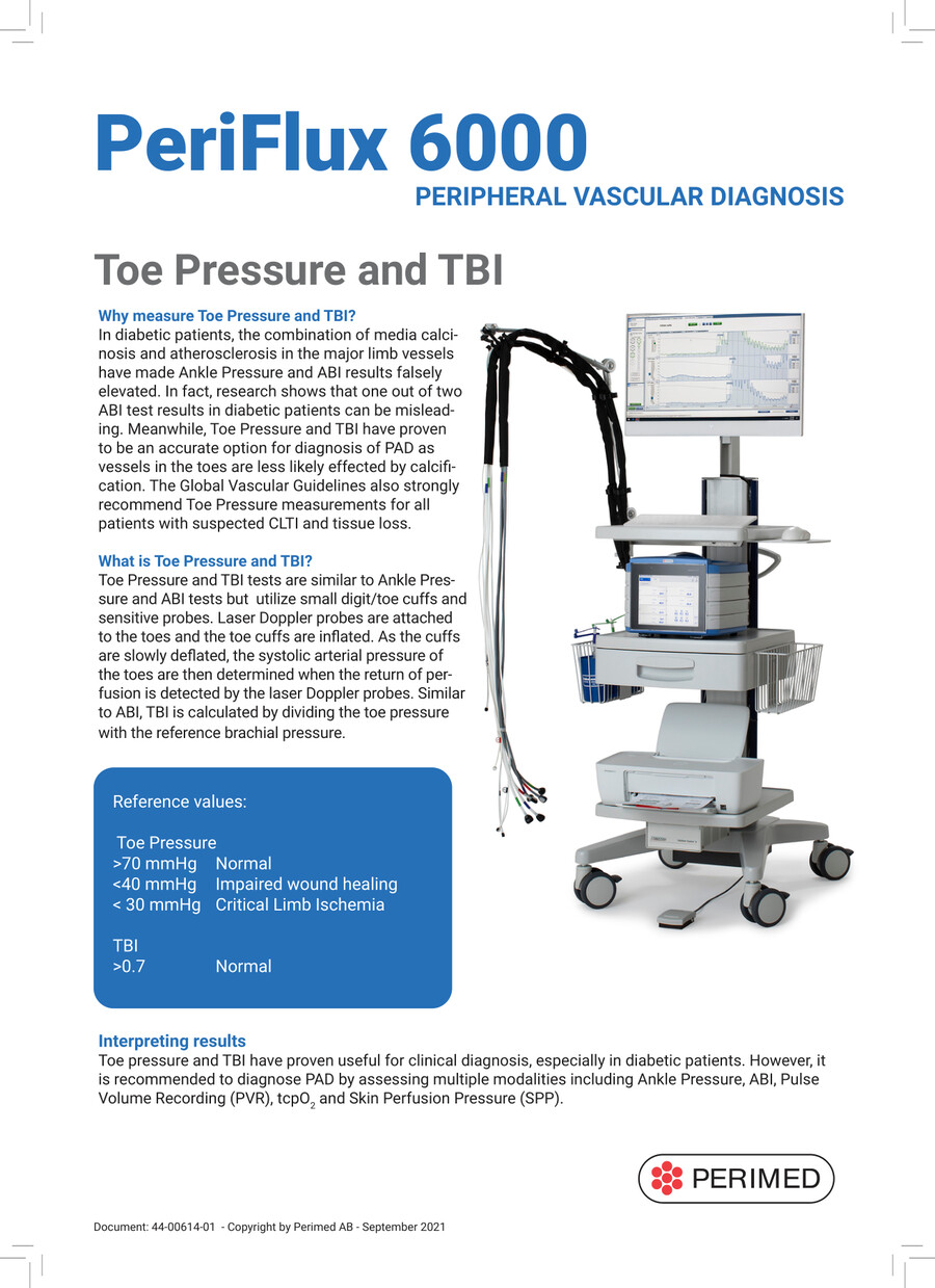 44-00614-01 Peripheral vascular diagnosis Toe Pressure by Perimed ...