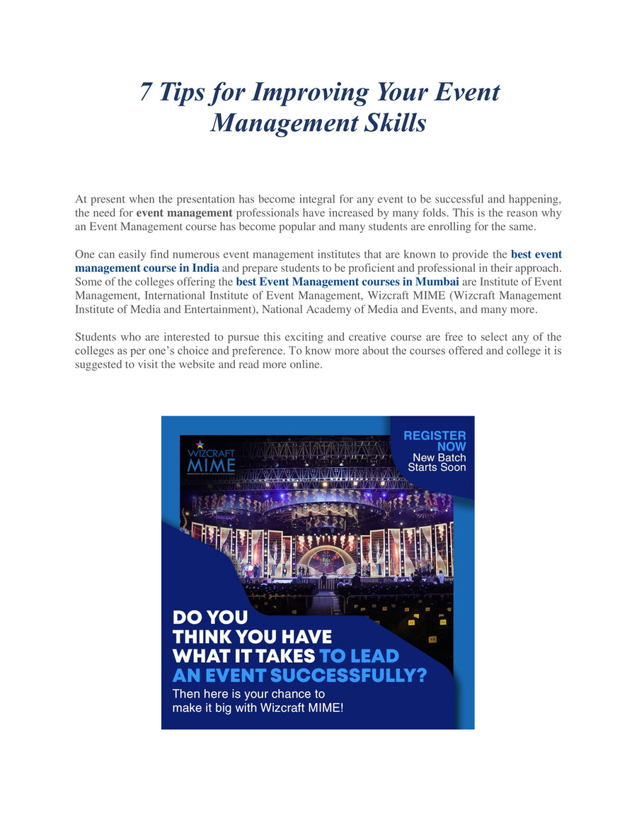 7 Tips for Improving Your Event Management Skills by WizCraft Mime ...
