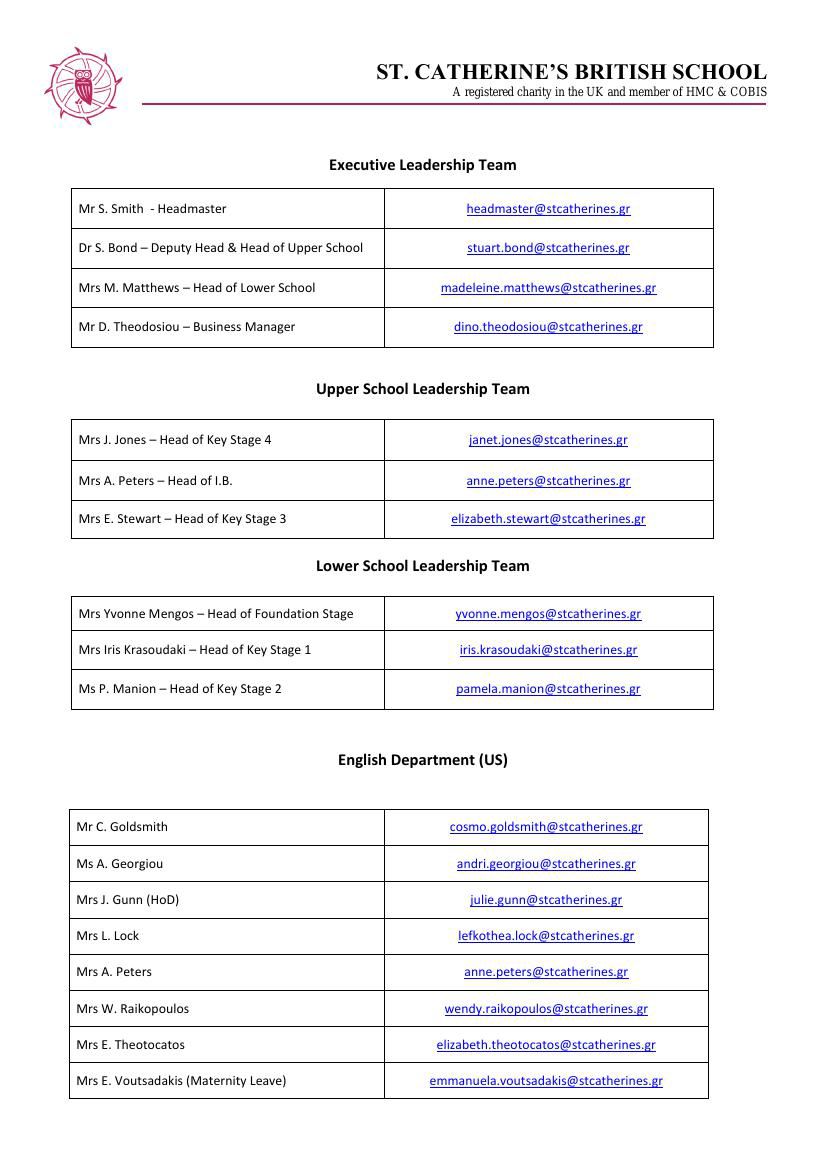 Whole School Staff List - Sept 15 by stcatherines - Flipsnack