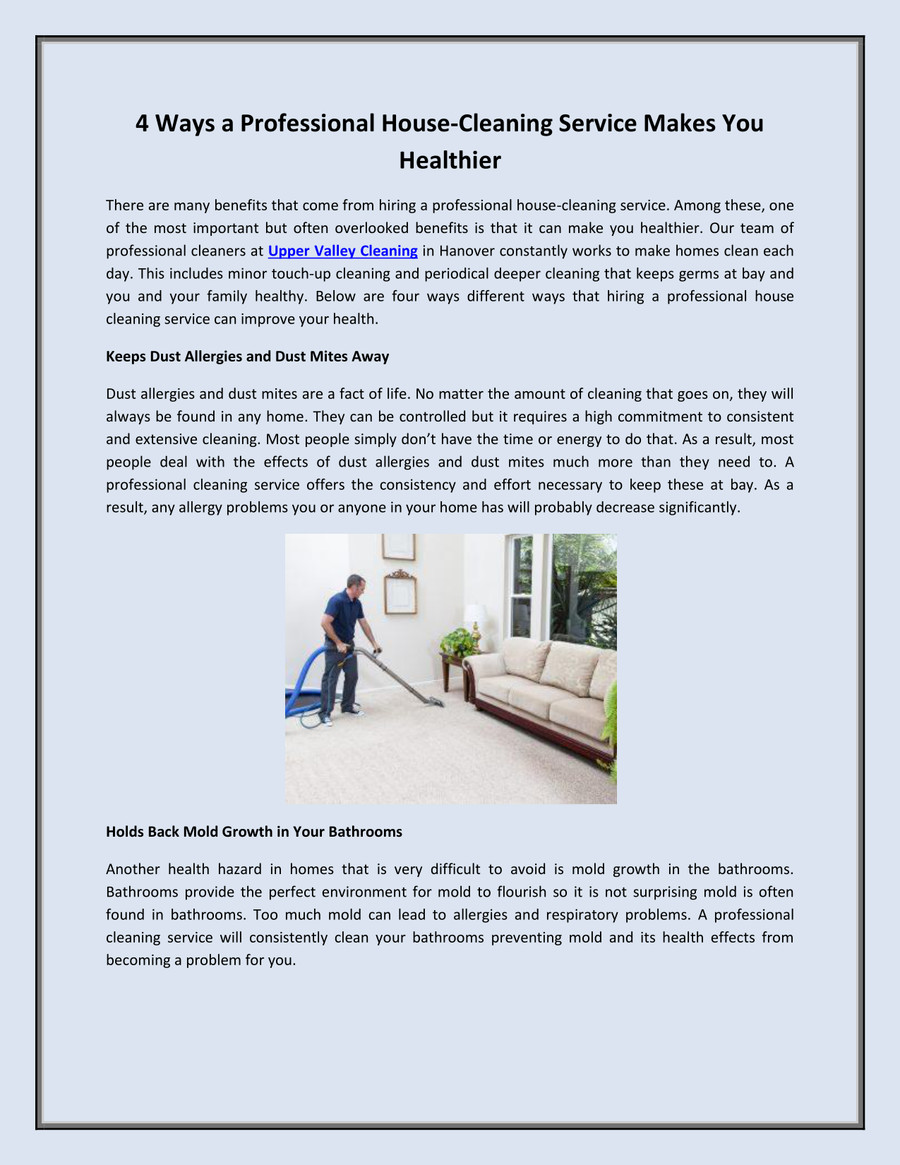 4 Ways a Professional House Cleaning Service by Upper Valley... - Flipsnack