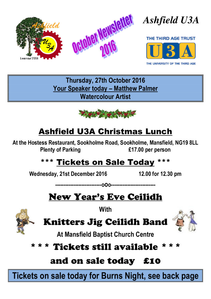 Ashfield U3A newsletter for October 2016 by Ron Britton - Flipsnack