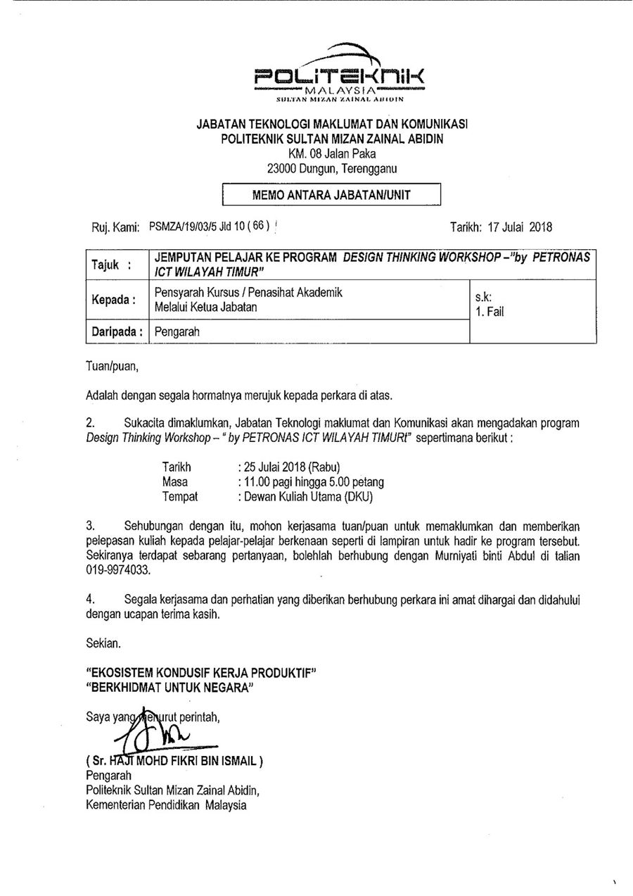 SURAT JEMPUTAN DESIGN THINKING WORKSHOP by fkhr8855 - Flipsnack