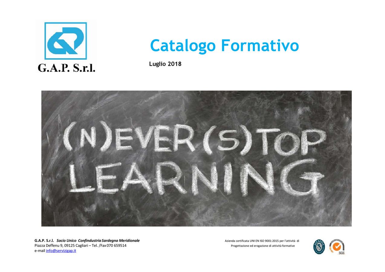CATALOGO CORSI GAP SRL_Luglio 2018 by GAP SRL - Flipsnack