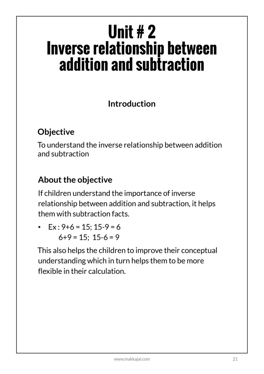 Inverse relationship between addition and subtraction by Makkajai ...
