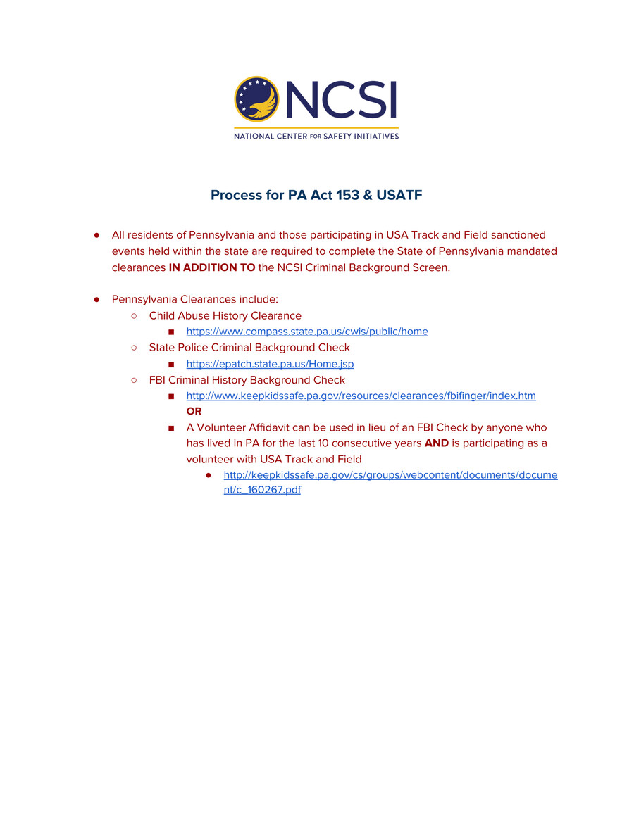 Process For PA Act 153 USATF By Sarah linehan Flipsnack