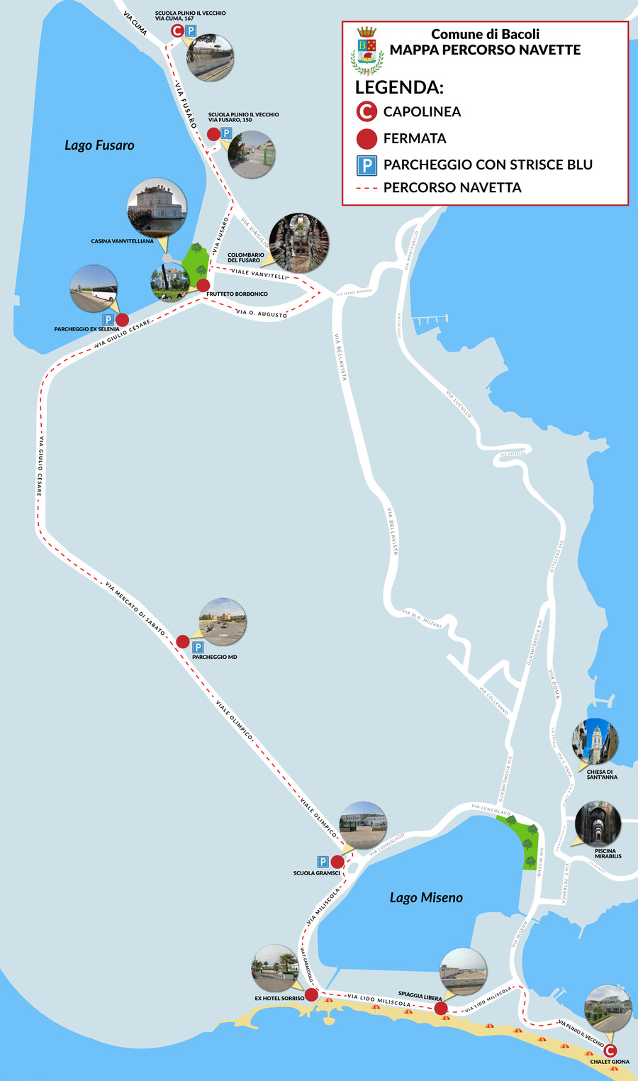 Mappa Percorso Navette + Orari - Comune di Bacoli by DM Marketing ...