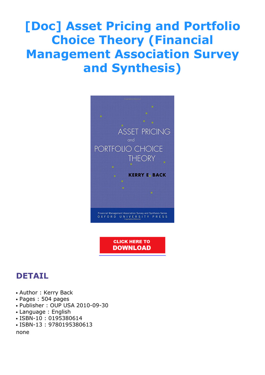 [Doc] Asset Pricing and Portfolio Choice Theory (Financial by baerig ...