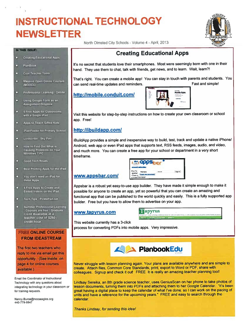 April, 2013 Instructional Technology Newsletter by Nancy Burce - Flipsnack