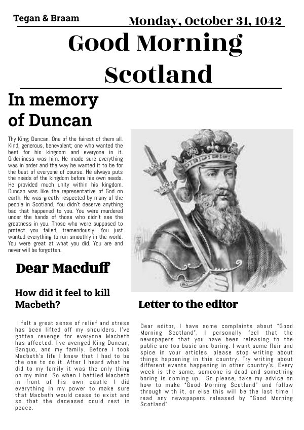 Macbeth Newspaper by Tegan - Flipsnack