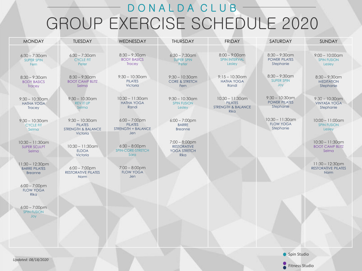 Group Ex Schedule FALL 2020 by Donalda Club - Flipsnack