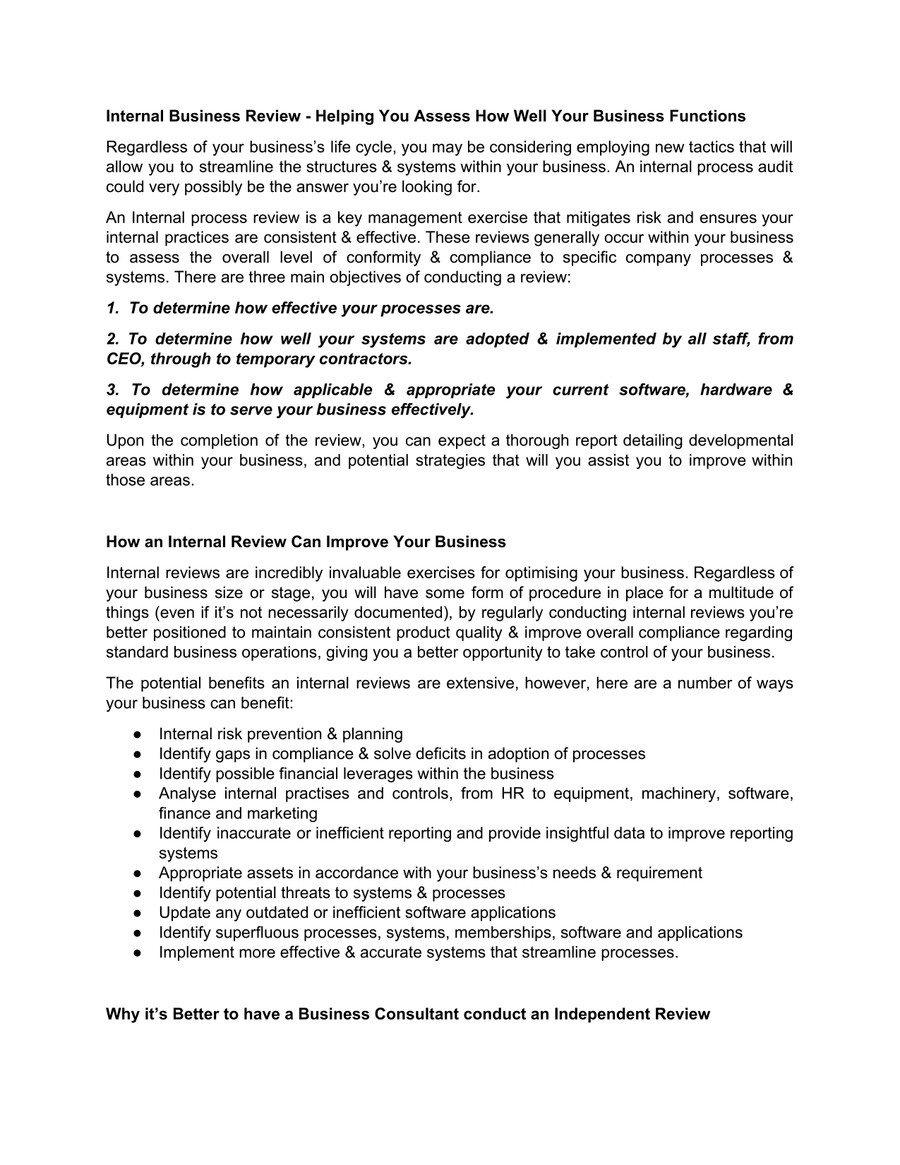 Internal Business Review-Helping You Assess How Well Your Bu by ...