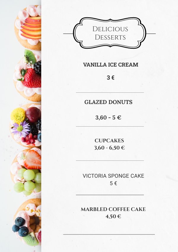 A dessert menu by - Flipsnack