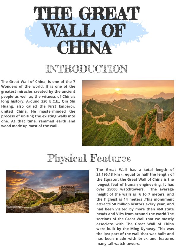 Great Wall Of China -English by Shraddha B - Flipsnack