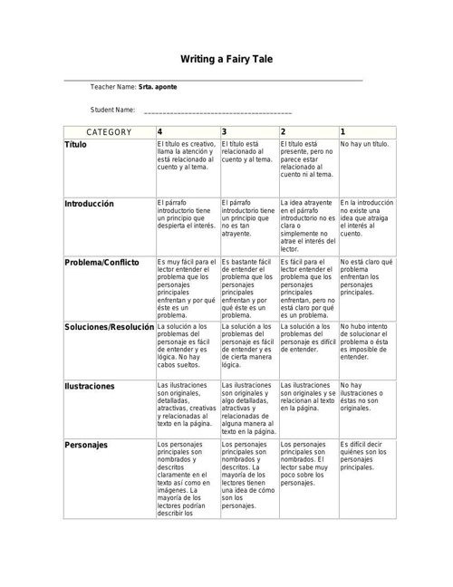 RUBRIC Writing a Fairy Tale by bmabjj - Flipsnack