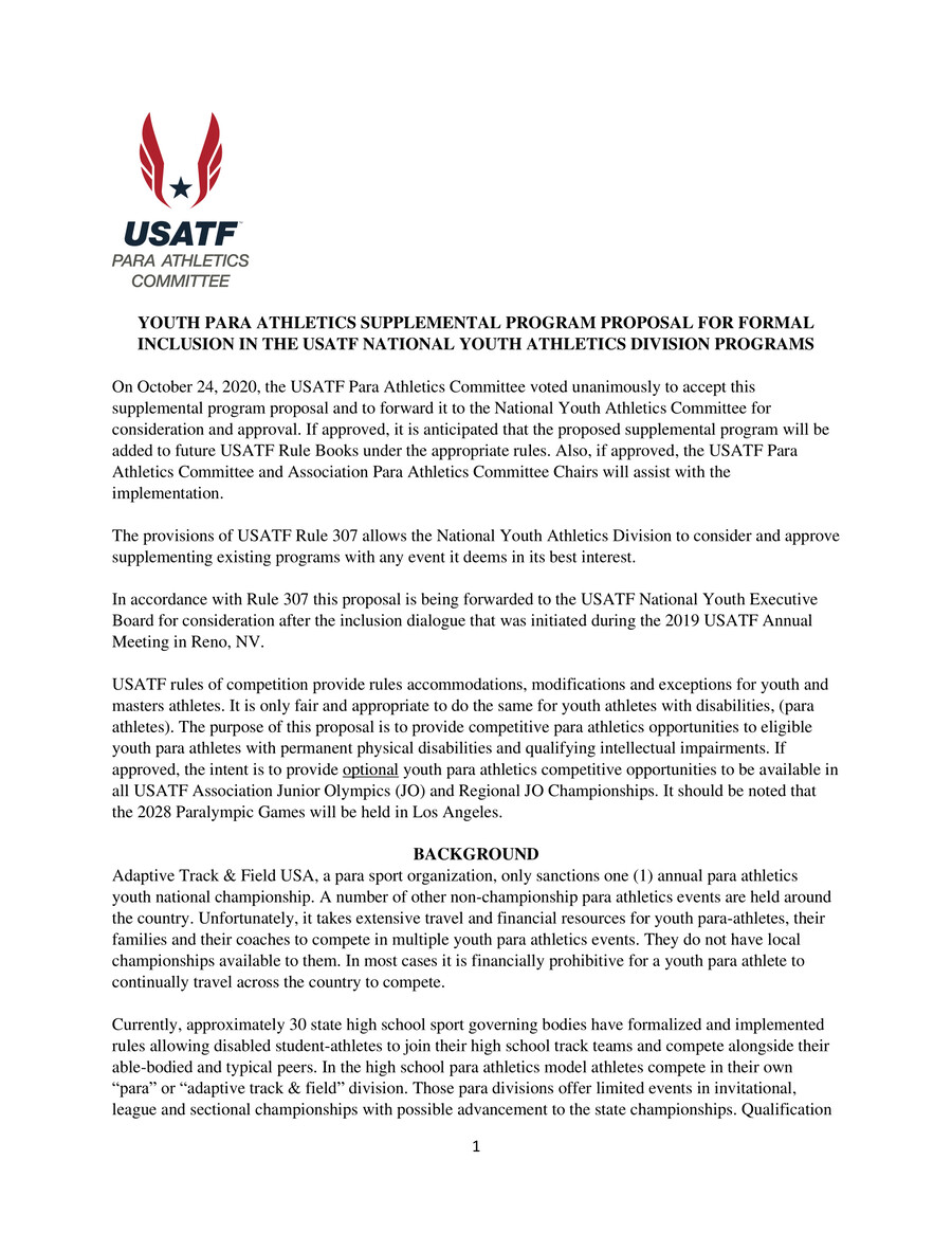 USATF Youth Para Athletics rules proposal final 1 by sarah.linehan ...
