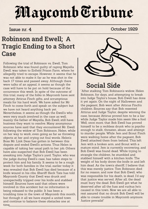 Maycomb Tribune Issue 4 by Elina Rizi - Flipsnack