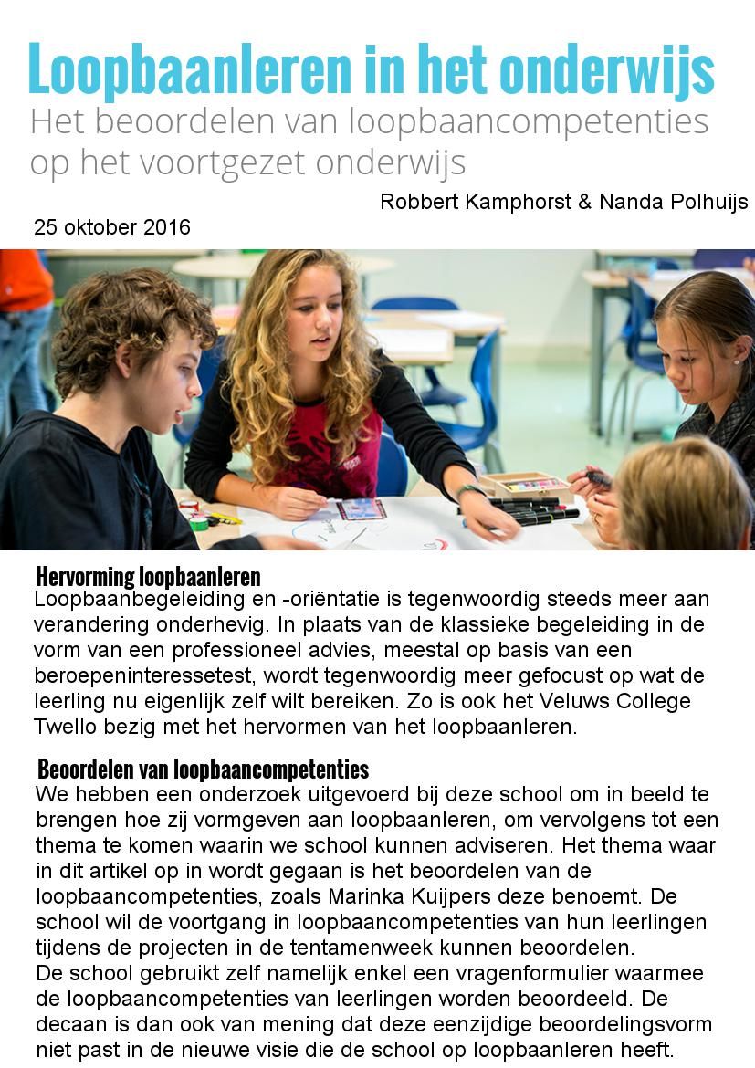 Loopbaanleren; het beoordelen van loopbaancompetenties by ...