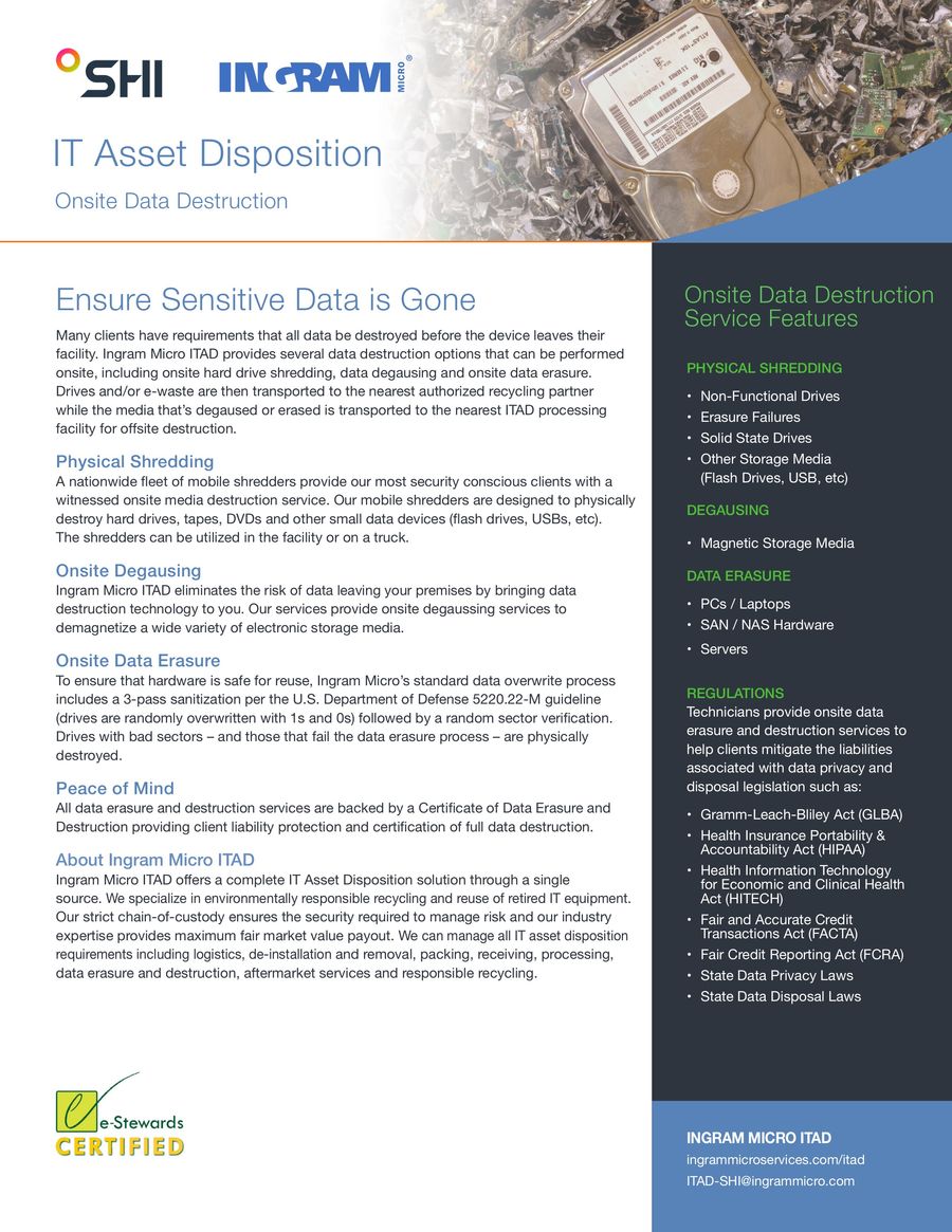 Onsite Data Destruction - SHI by Ingram Micro...