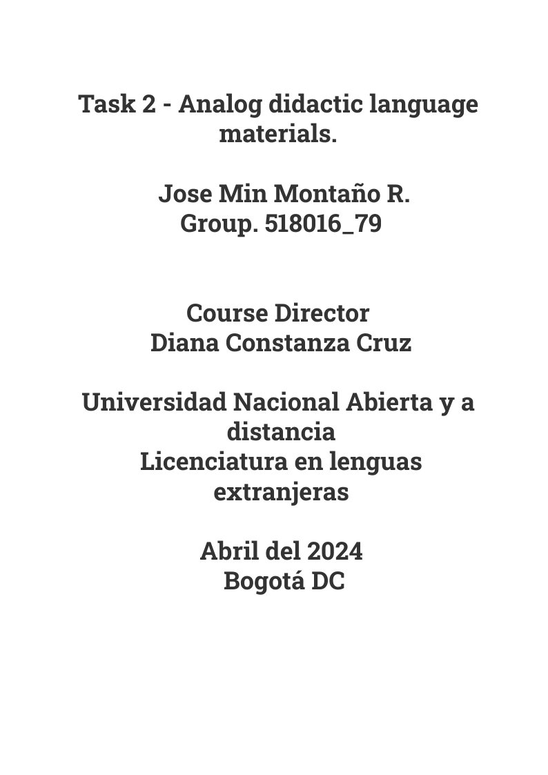 Task 2 - Analog didactic language materials- workshop by jose min montaño - Flipsnack