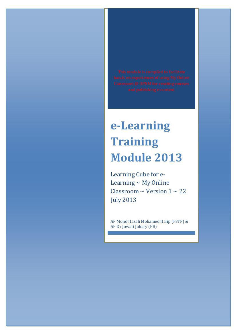 e-Learning Training Module v1 by shareal.upnm - Flipsnack