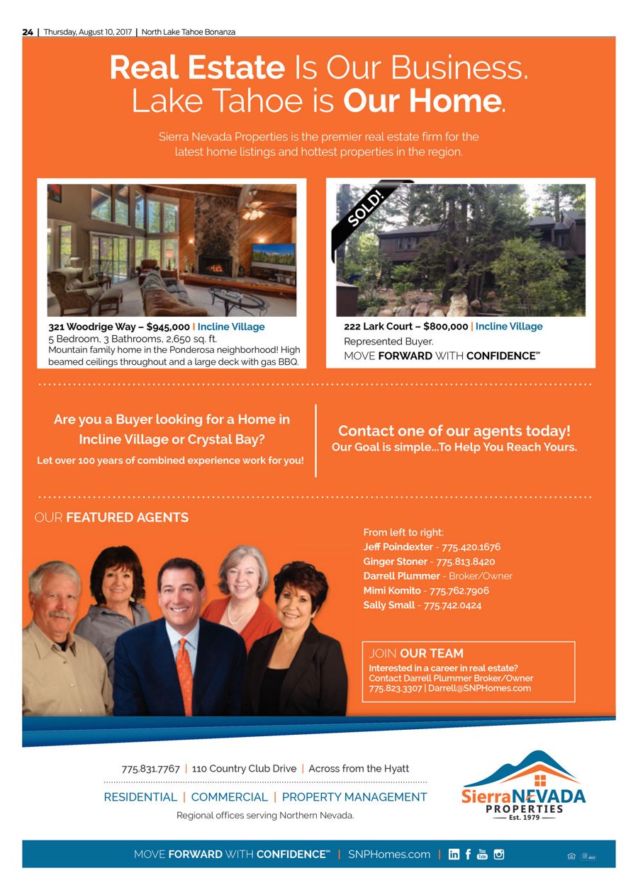 SNP Ad in the Tahoe Bonanza August 10 by Sierra Nevada... - Flipsnack