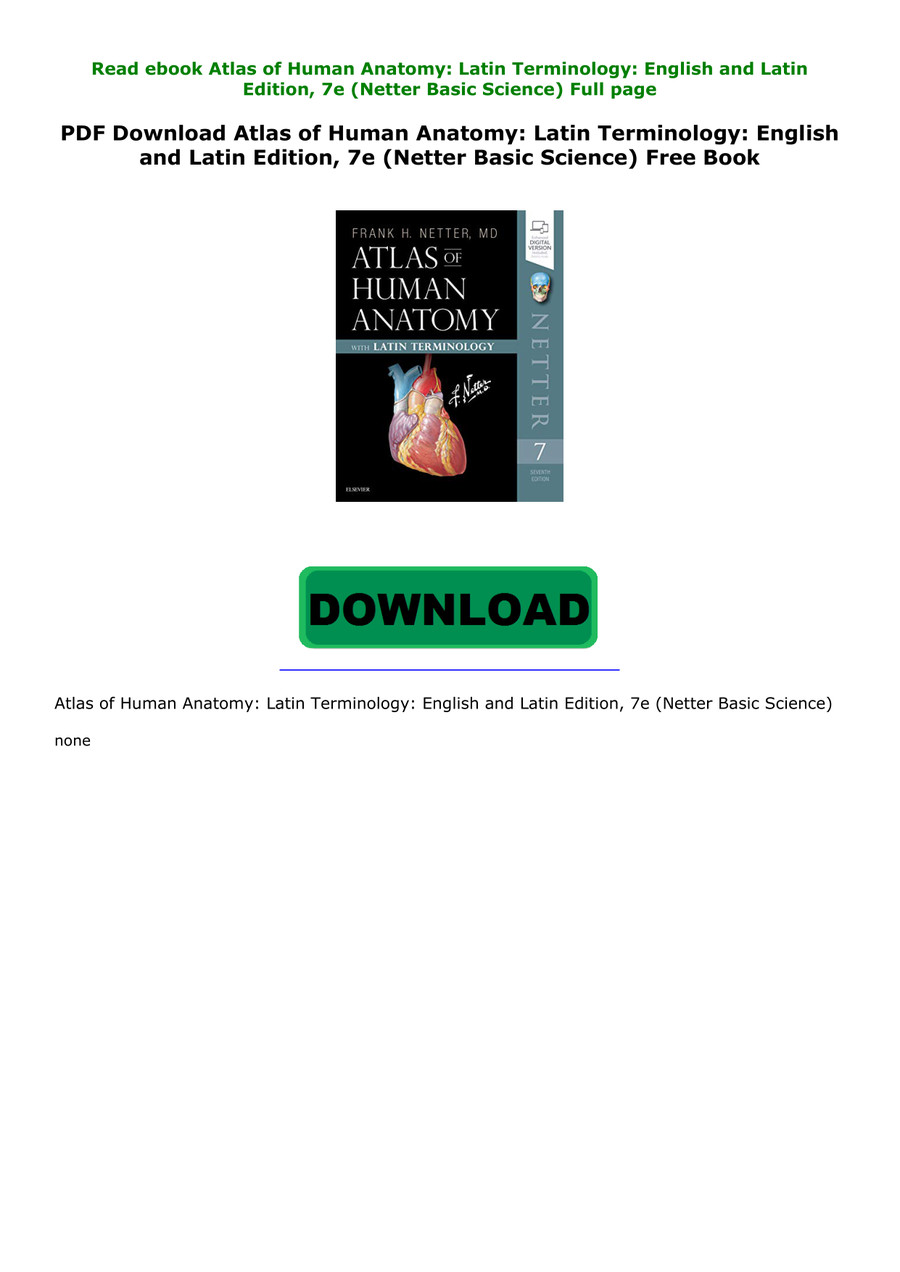 Full Download Atlas of Human Anatomy: Latin Terminology: Eng by hensikt ...