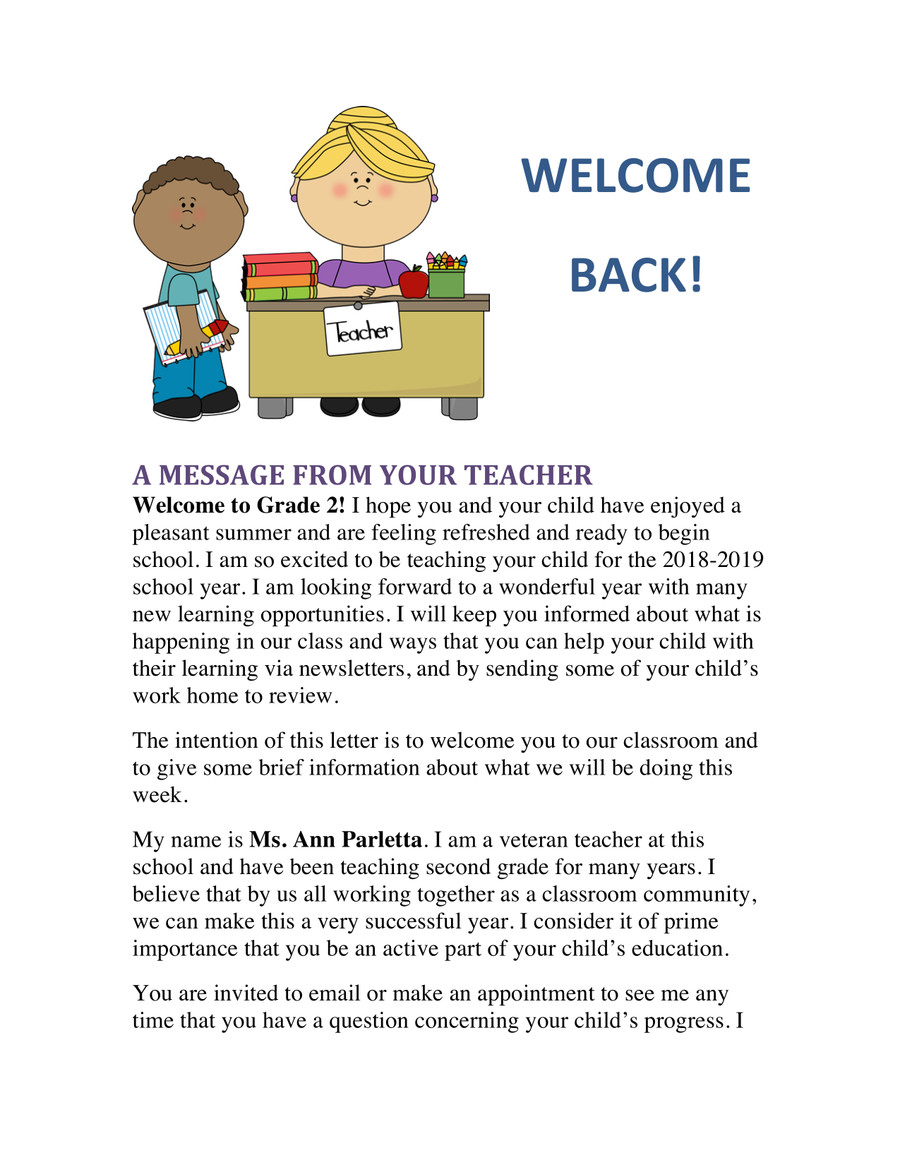 Welcome letters 2018 - Grade 2 by The... - Flipsnack