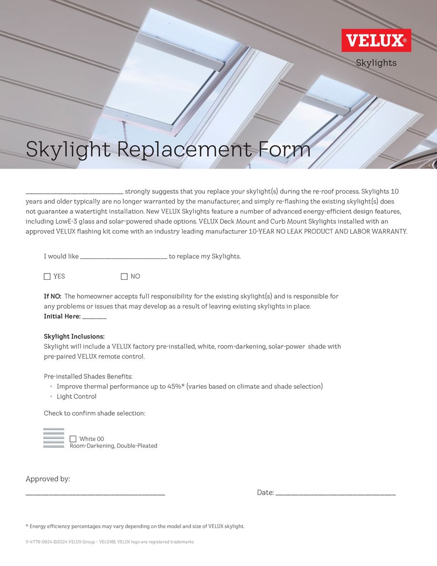 v-4776-skylight replacement form-0223 by VELUX Skylights