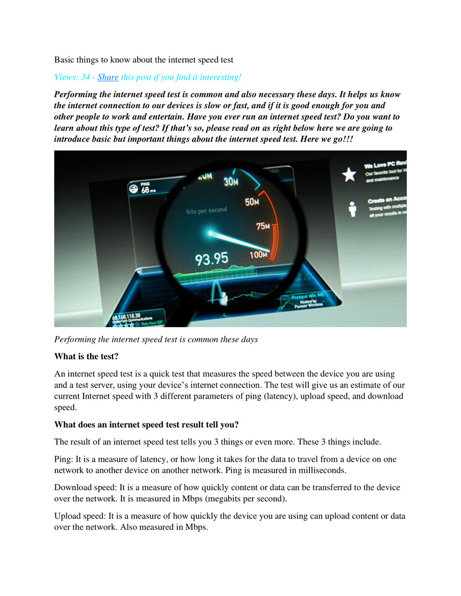 Basic things to know about the internet speed test by MySpeed - Flipsnack
