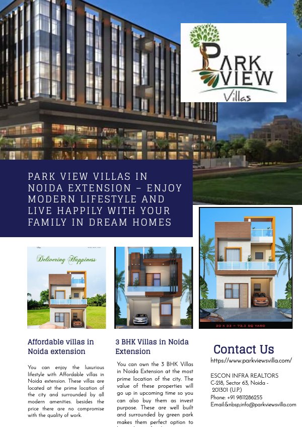 Park View Villas in Noida Extension – Enjoy modern lifestyle by park ...