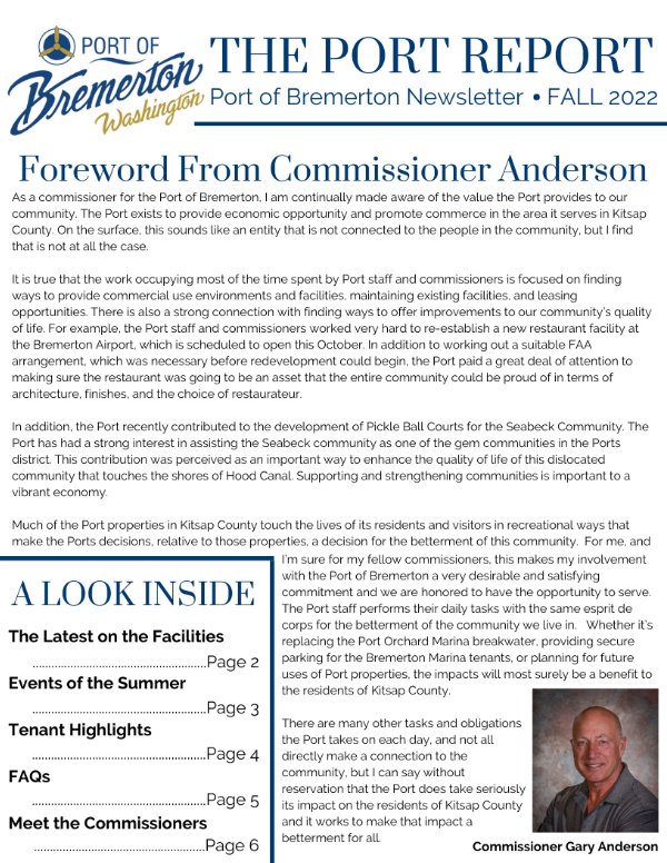 Port of Bremerton Fall 2022 Newsletter by Erica Filler - Flipsnack