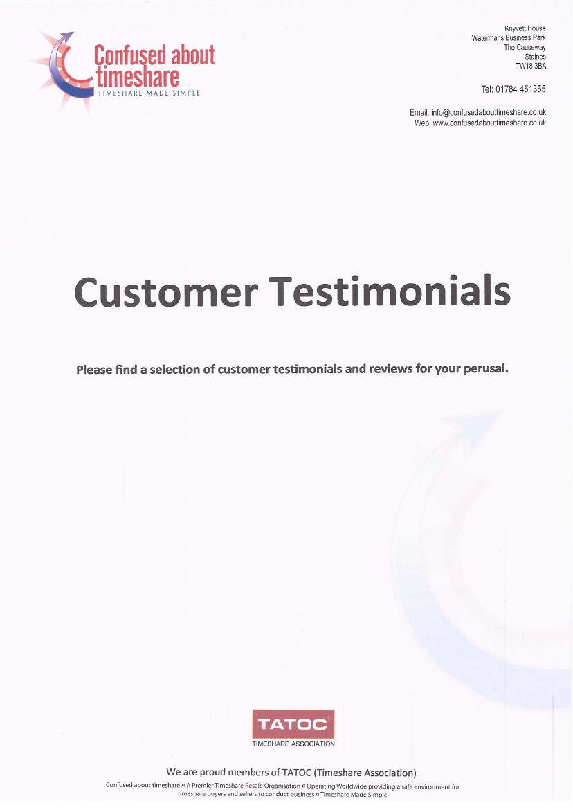 Confused About Timeshare - Customer Testimonials and Reviews by Mark ...