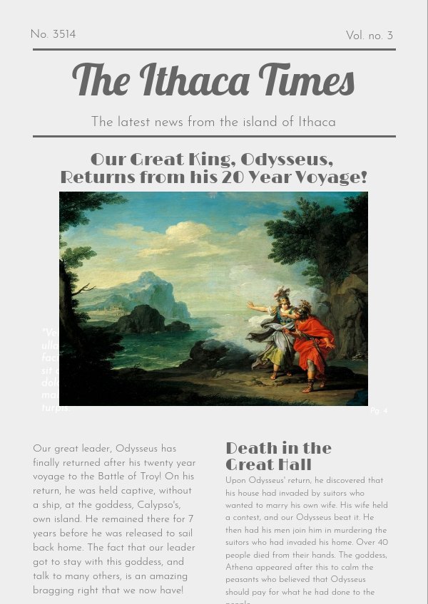 Newspaper Article: The Odyssey by Jayden Underwood - Flipsnack