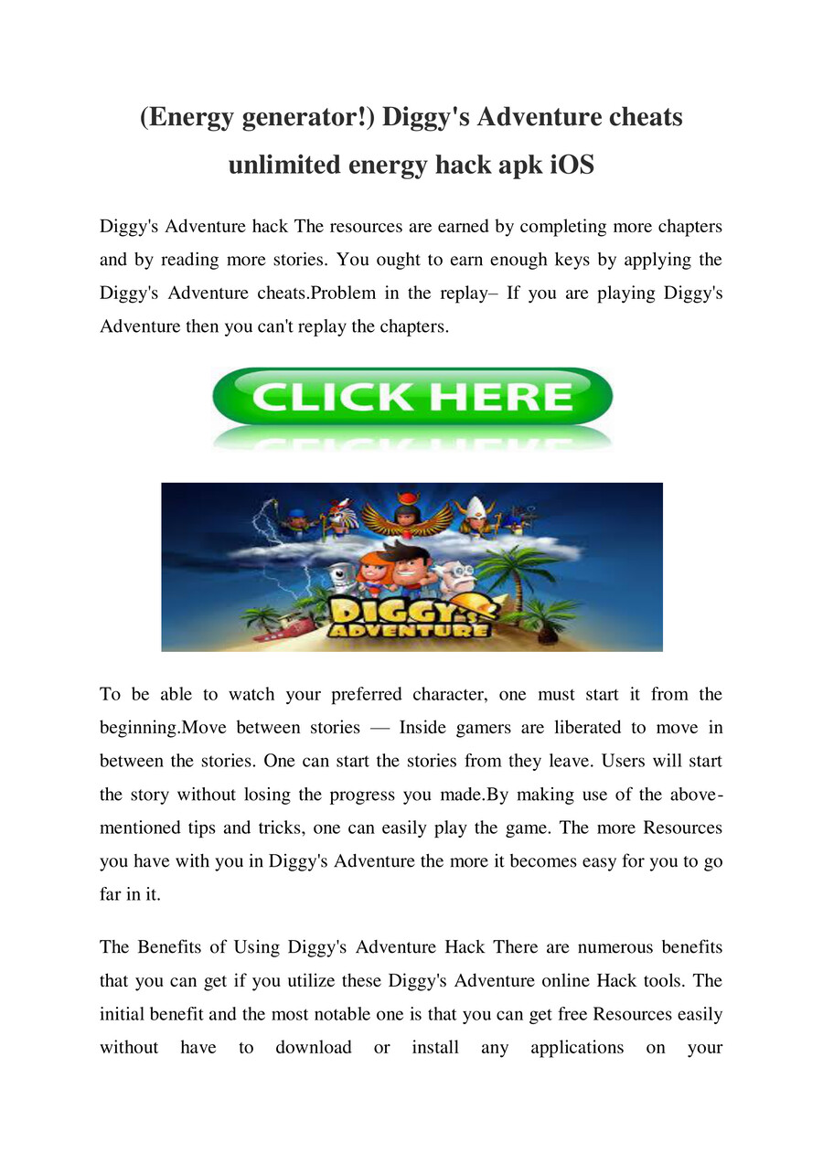Energy Generator Diggy S Adventure Cheats Unlimited Energy By Hacks