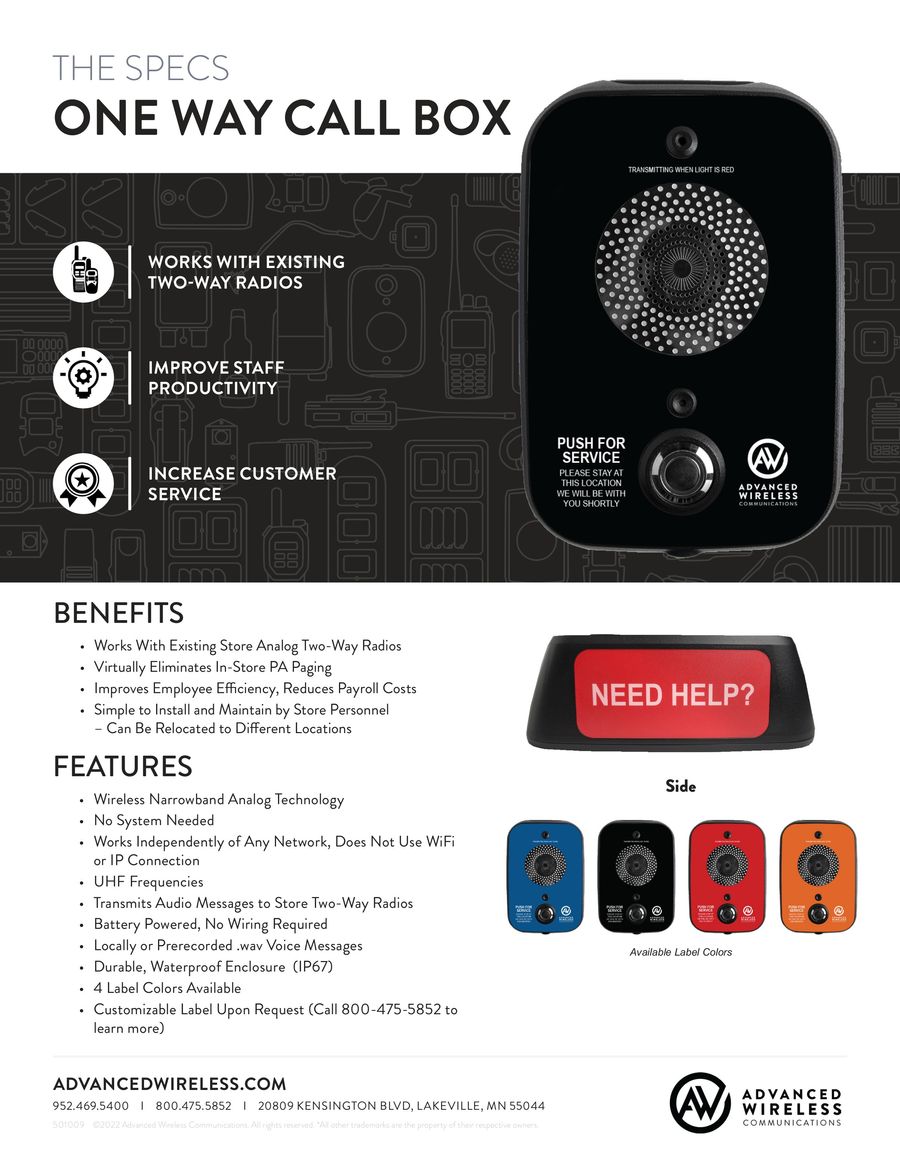 One Way Call Box Spec Sheet by... - Flipsnack