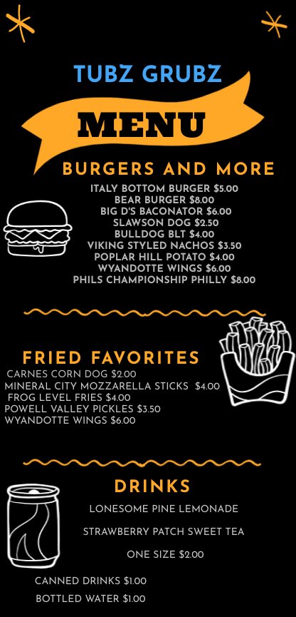 TUBZ GRUBZ MENU by TUBZ GRUBZ Arrington - Flipsnack