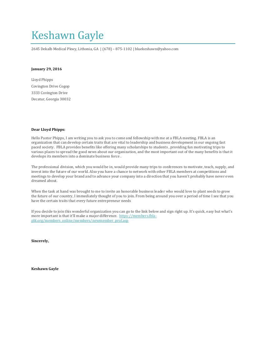 FBLA Business Business Letter Student Samples by vshores1234 - Flipsnack