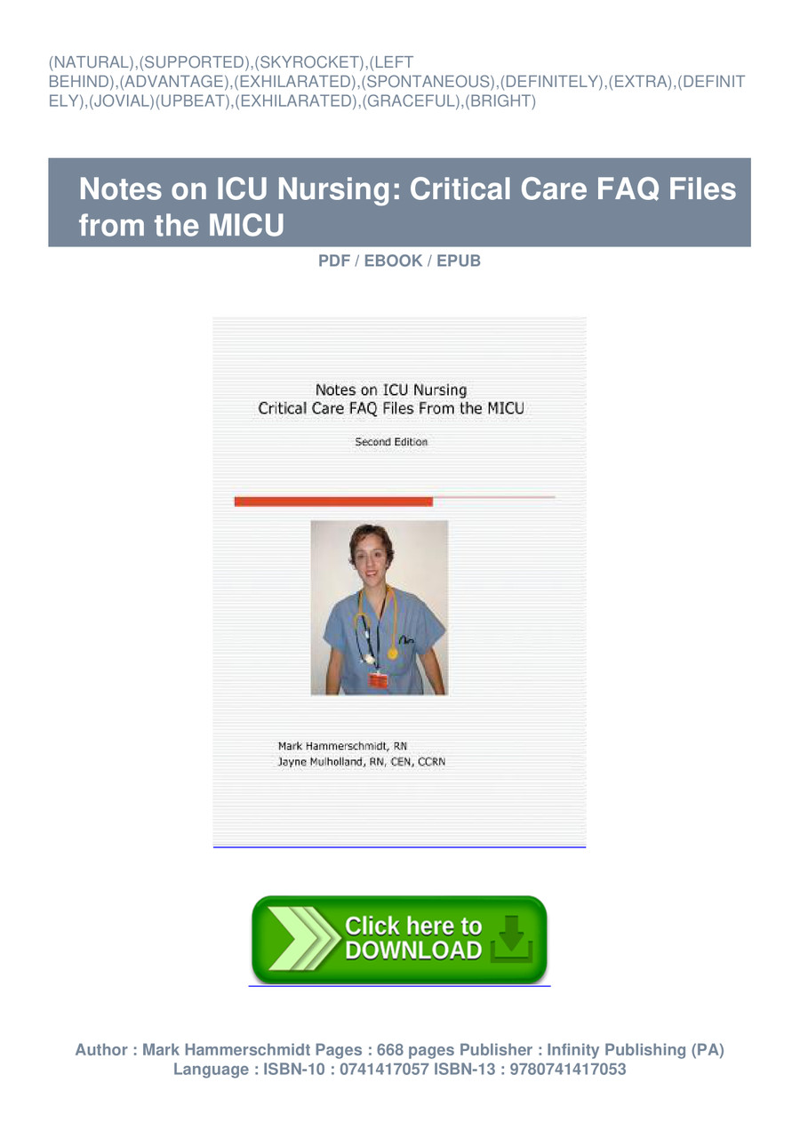 [PDF] free Notes on ICU Nursing: Critical Care FAQ Files from th by ...