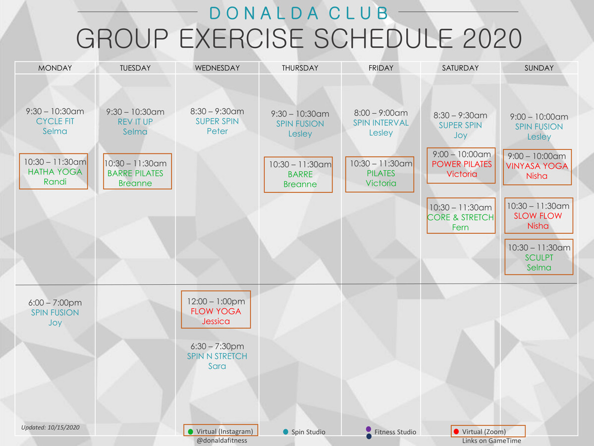 Group Ex Schedule October - Spin & Virtual by Donalda Club - Flipsnack