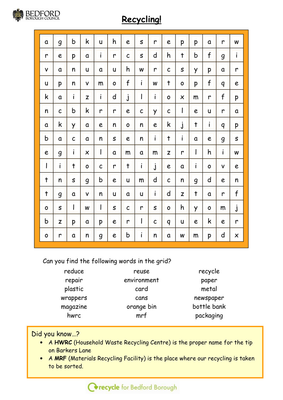 Recycling Wordsearch by - Flipsnack