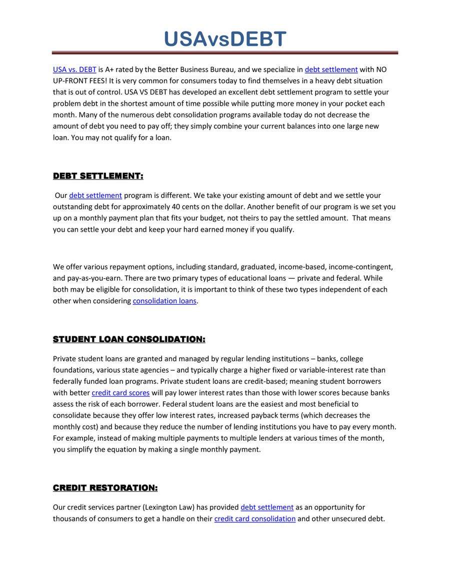 USAvsDEBTUSAvsDebt: Solve Your Debt Problems by oviedomatto - Flipsnack