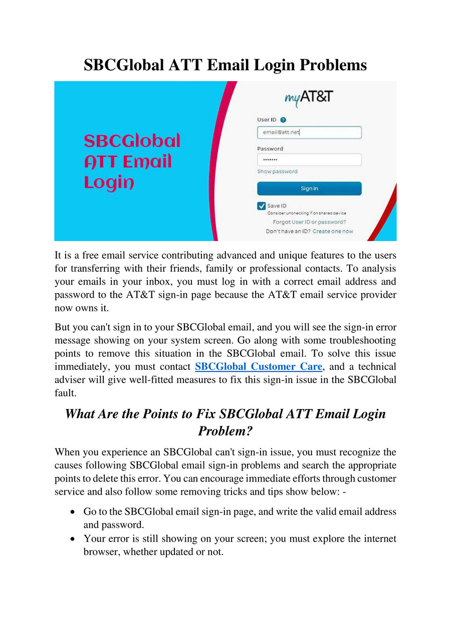 SBCGlobal ATT Email Login Problem by sbcglobalhelpline - Flipsnack