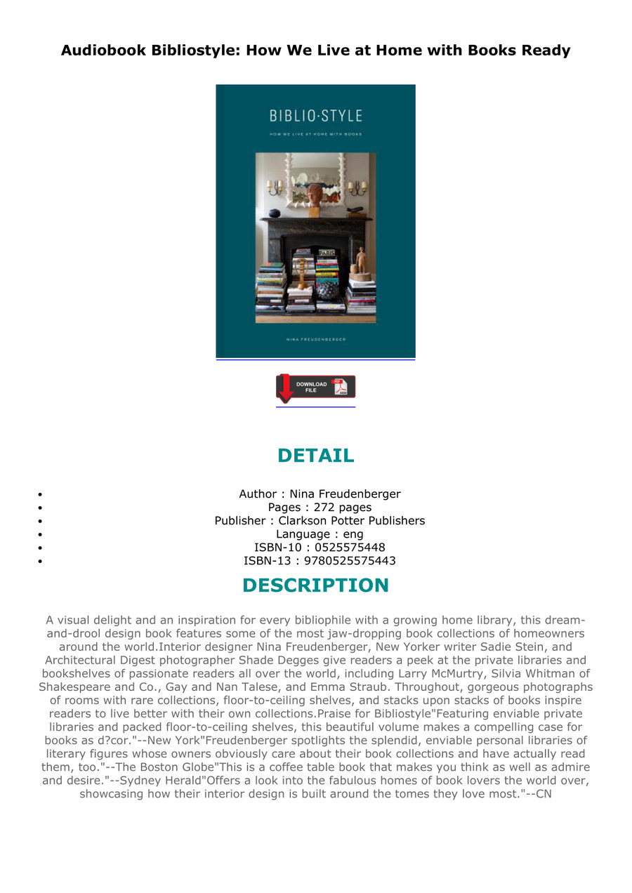 Audiobook Bibliostyle: How We Live at Home with Books Ready by ...