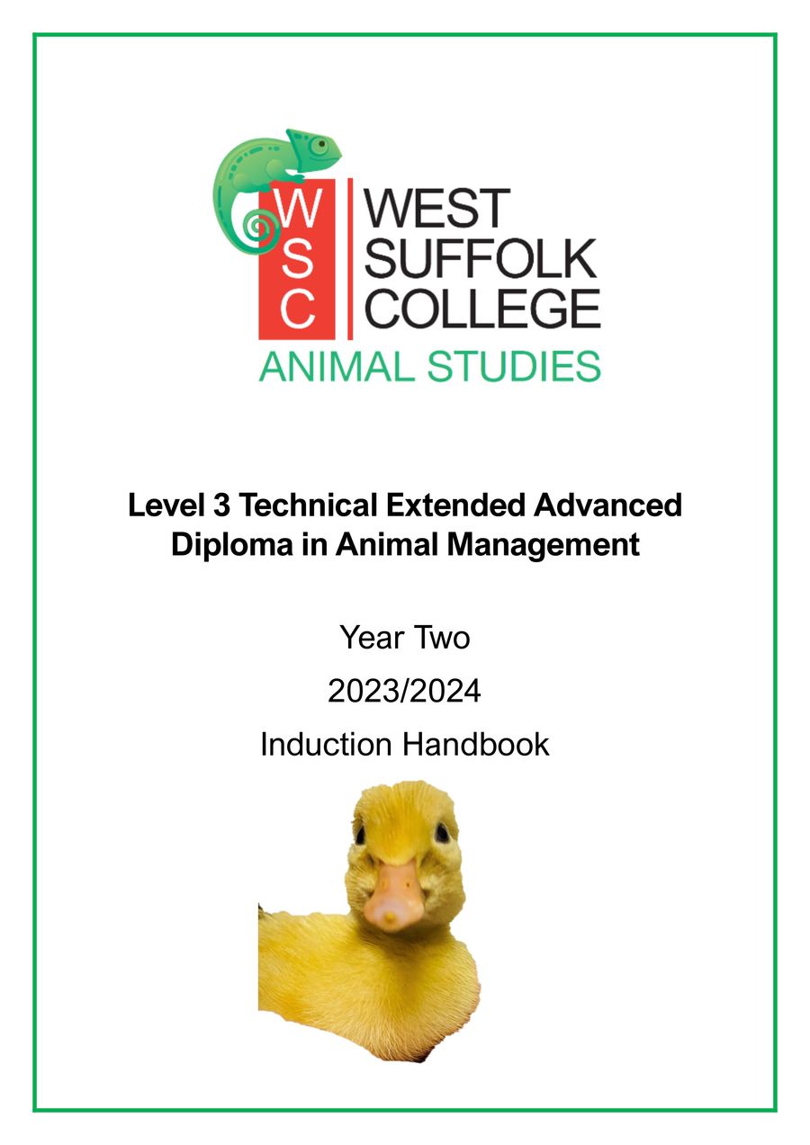 Animal Management Level 3 Year 2 Induction Handbook by Eastern ...
