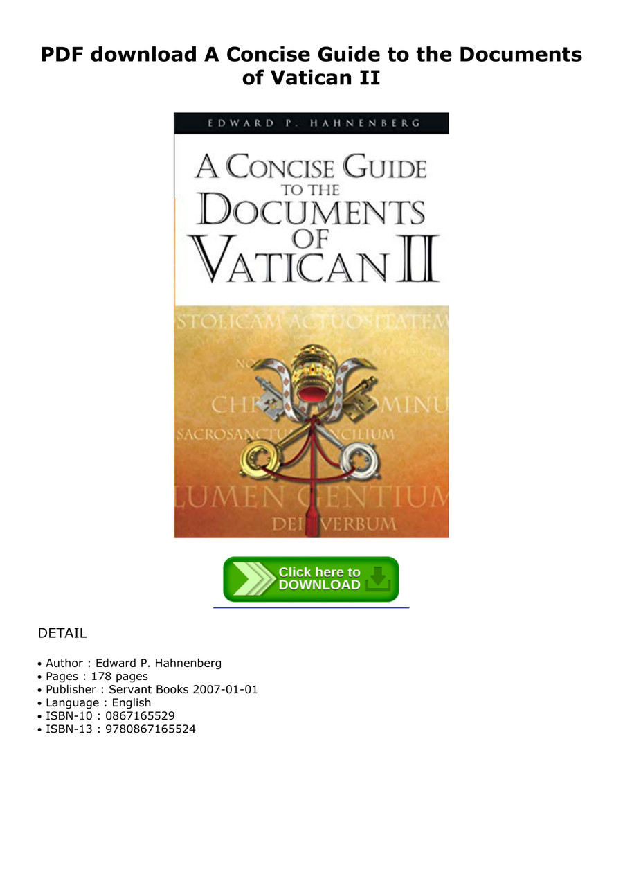 PDF download A Concise Guide to the Documents of Vatican II by ...