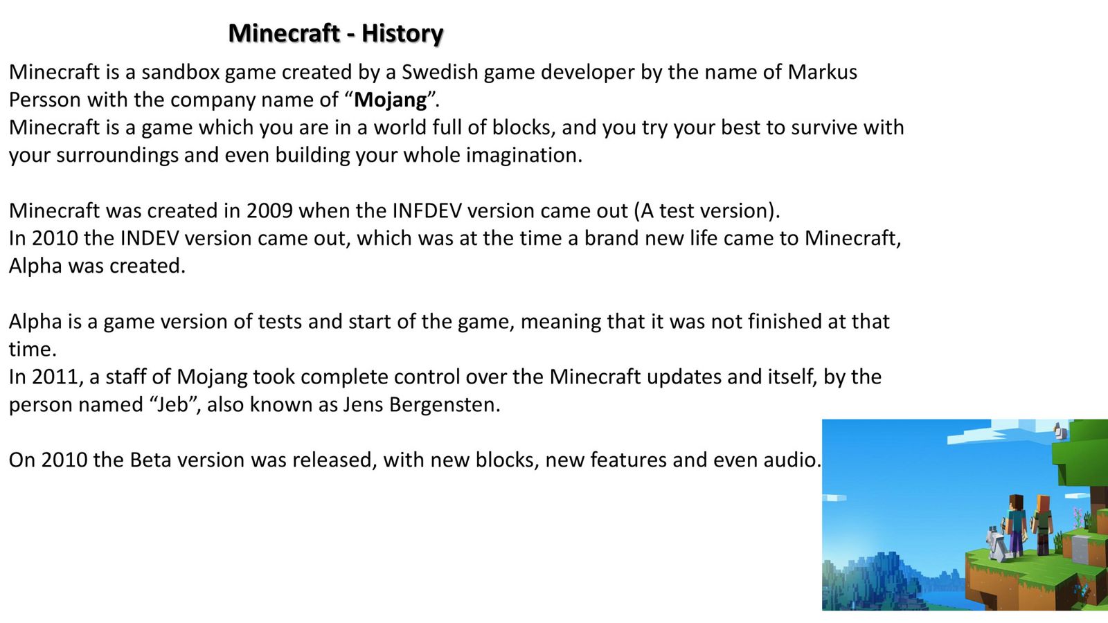 The History of Minecraft by weizschool - Flipsnack