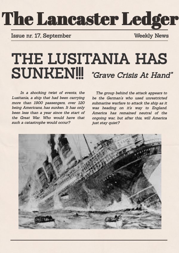 Lusitania Newspaper by DELIA MARSHALL - Flipsnack